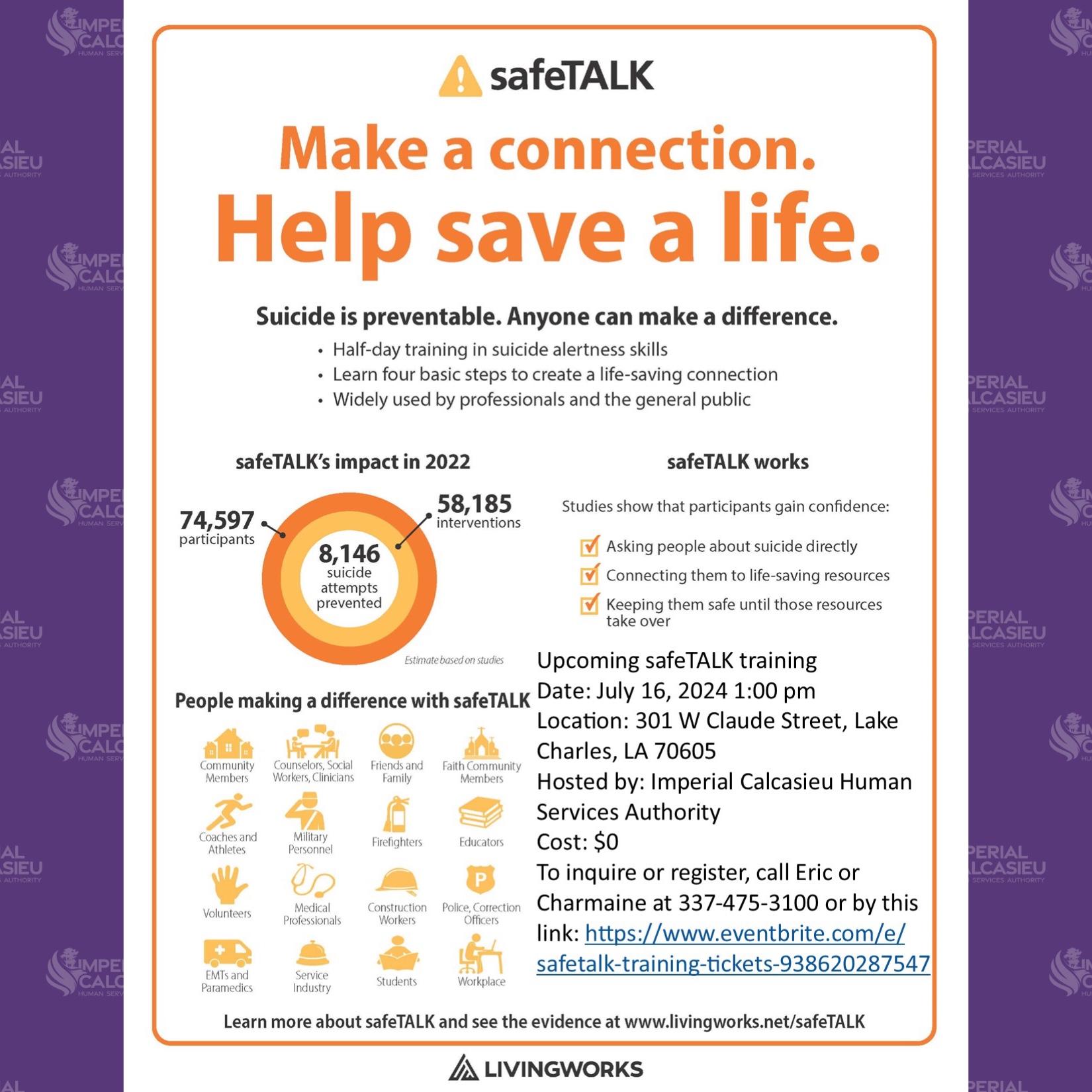 safeTALK training- July 16, 2024 | Imperial Calcasieu Human Services ...