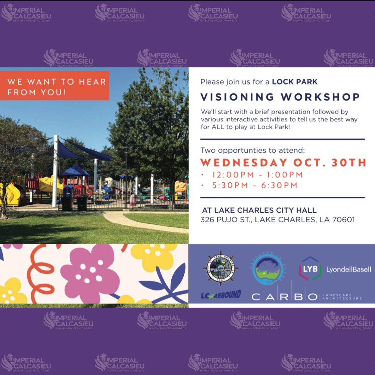 LOCK PARK VISIONING WORKSHOP- OCTOBER 30 - Imperial Calcasieu Human ...