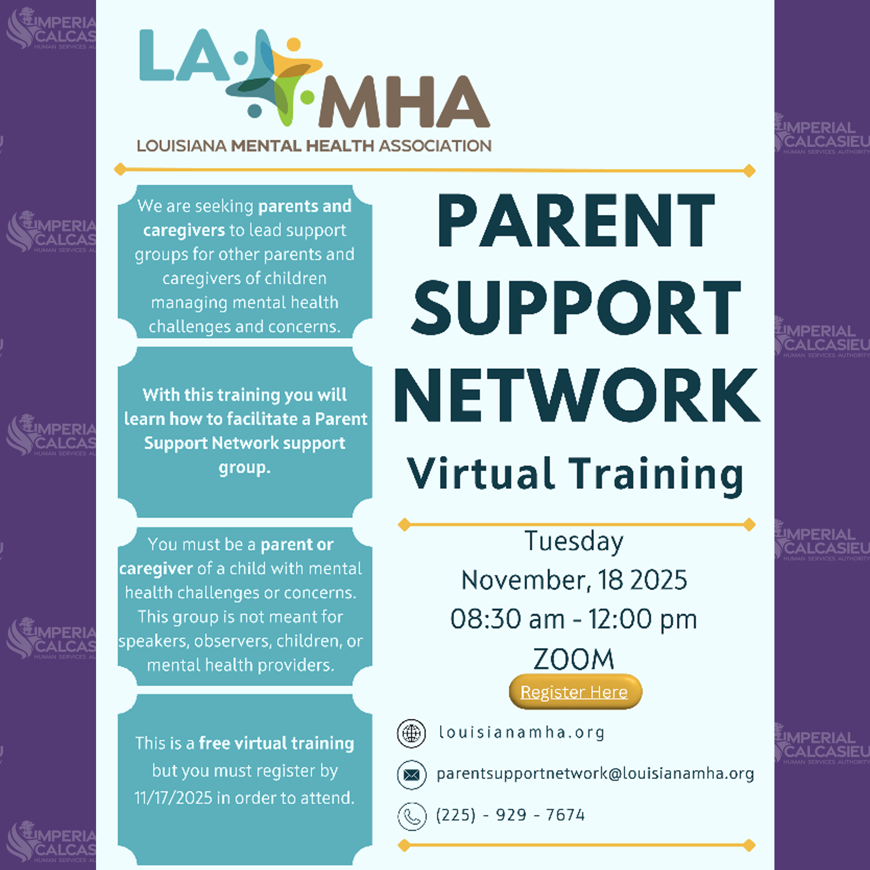 Parent Support Network Virtual Training (LA MHA) - Imperial Calcasieu ...